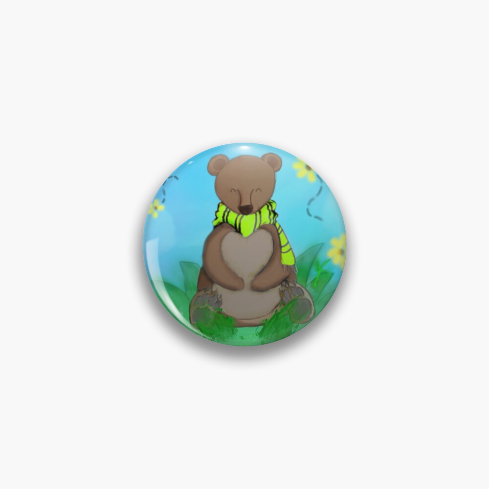 "Cuddly Brown Bear" Pin for Sale by ThatGirlDoodles | Redbubble