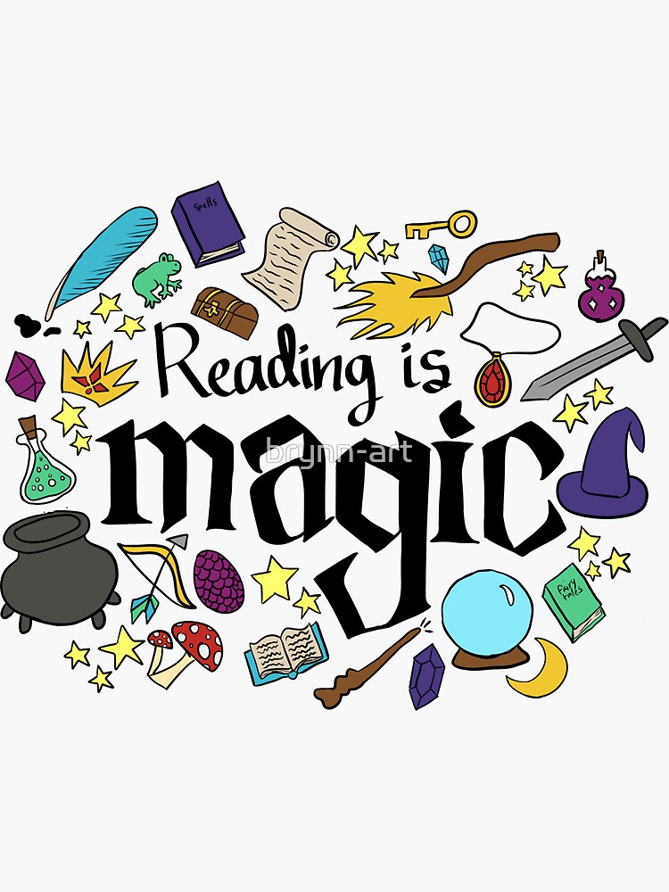 "Reading is Magic!" Sticker for Sale by brynn-art | Redbubble