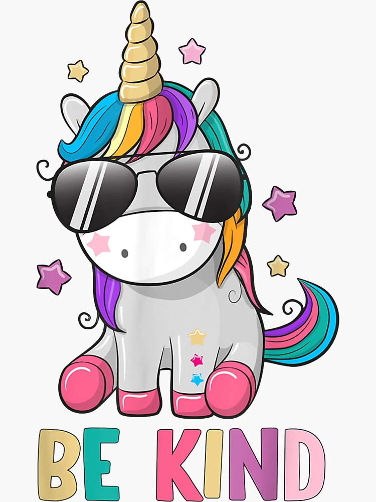 "Cute Unicorn Choose Kindness Be Kind Orange Anti-Bullying" Sticker for ...