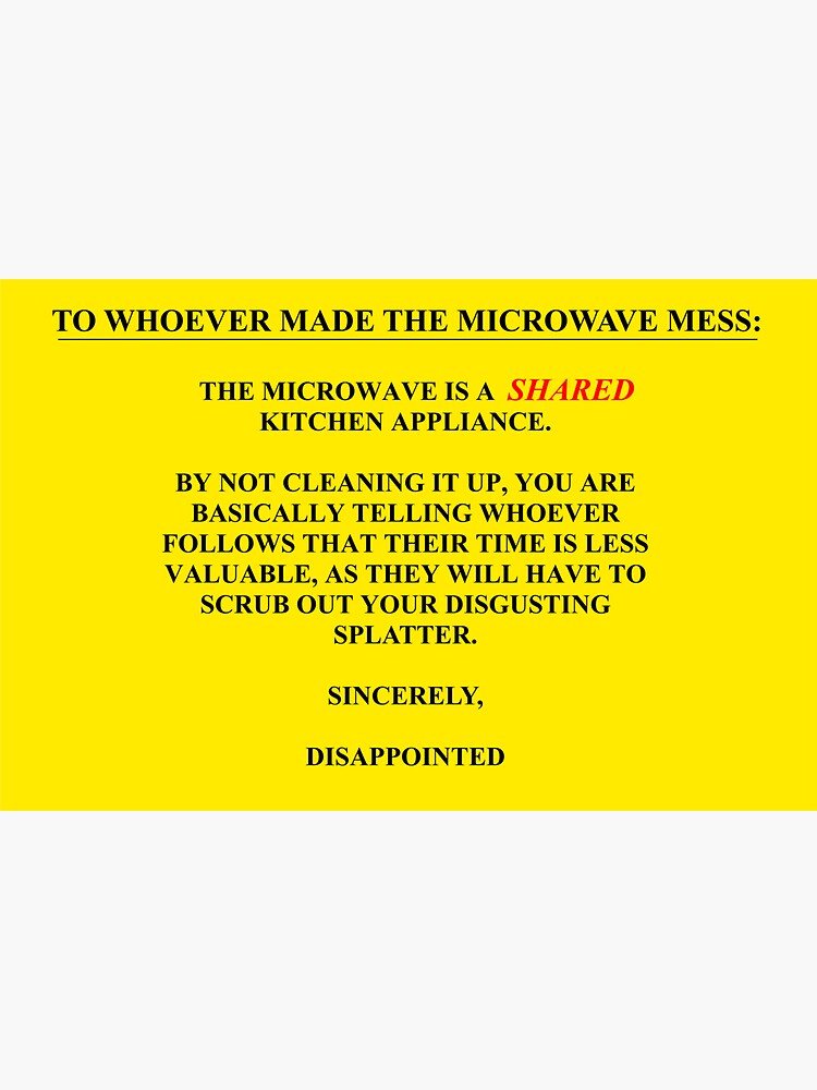 "Microwave Mess Note by Pam" Sticker for Sale by 09johnsonm | Redbubble