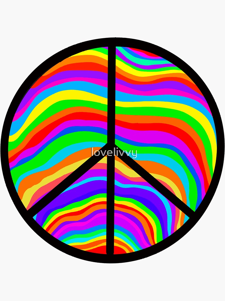 "rainbow trippy peace sign" Sticker for Sale by lovelivvy | Redbubble