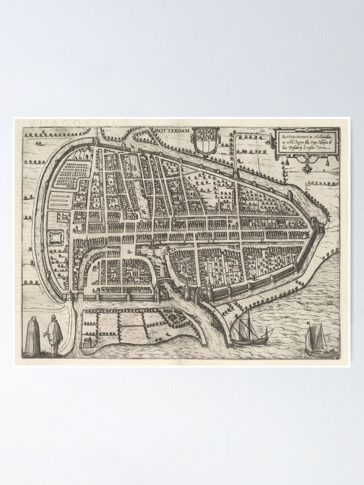 "Vintage Map of Rotterdam Netherlands (1588)" Poster by BravuraMedia ...