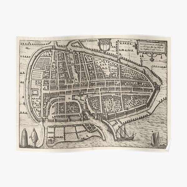 "Vintage Map of Rotterdam Netherlands (1588)" Poster by BravuraMedia ...