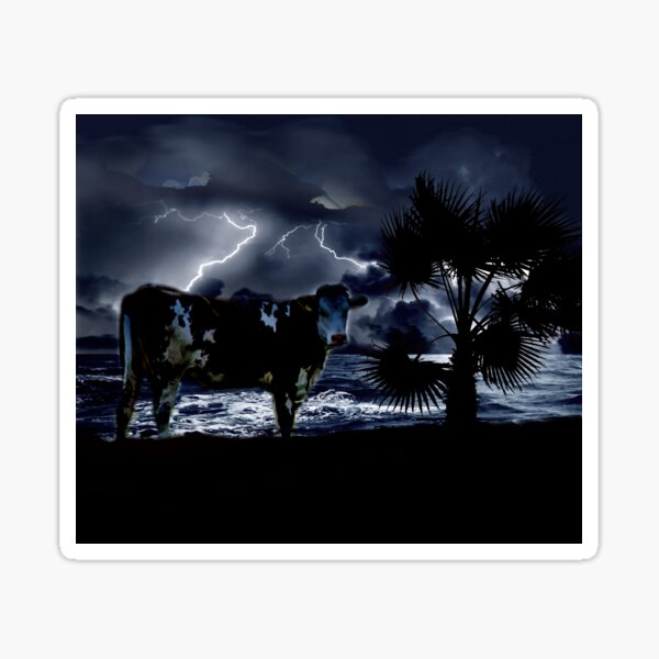 "A cow At The Sea Lightning and Thunder" Sticker for Sale by yhdeSign ...