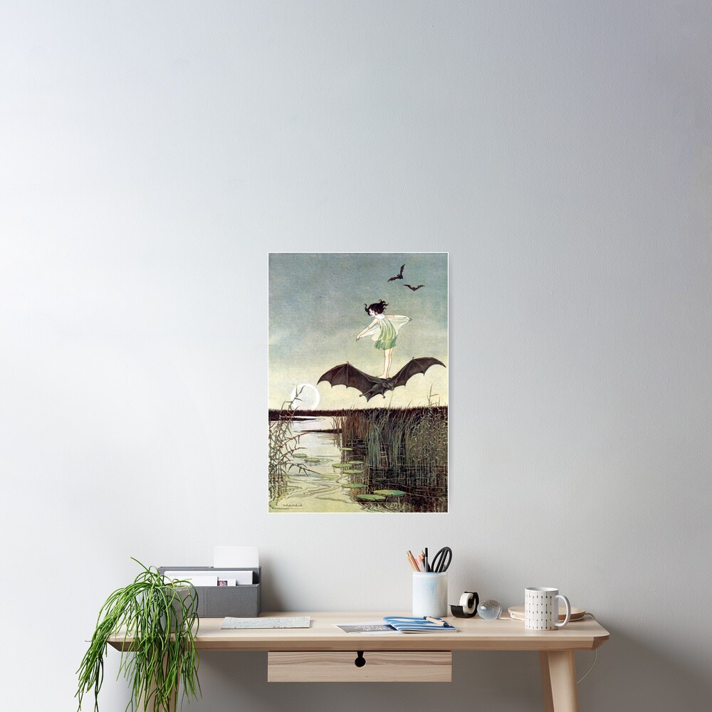 Poster « Fairy Girl Riding a Bat - Ida Rentoul Outhwaite », par ...