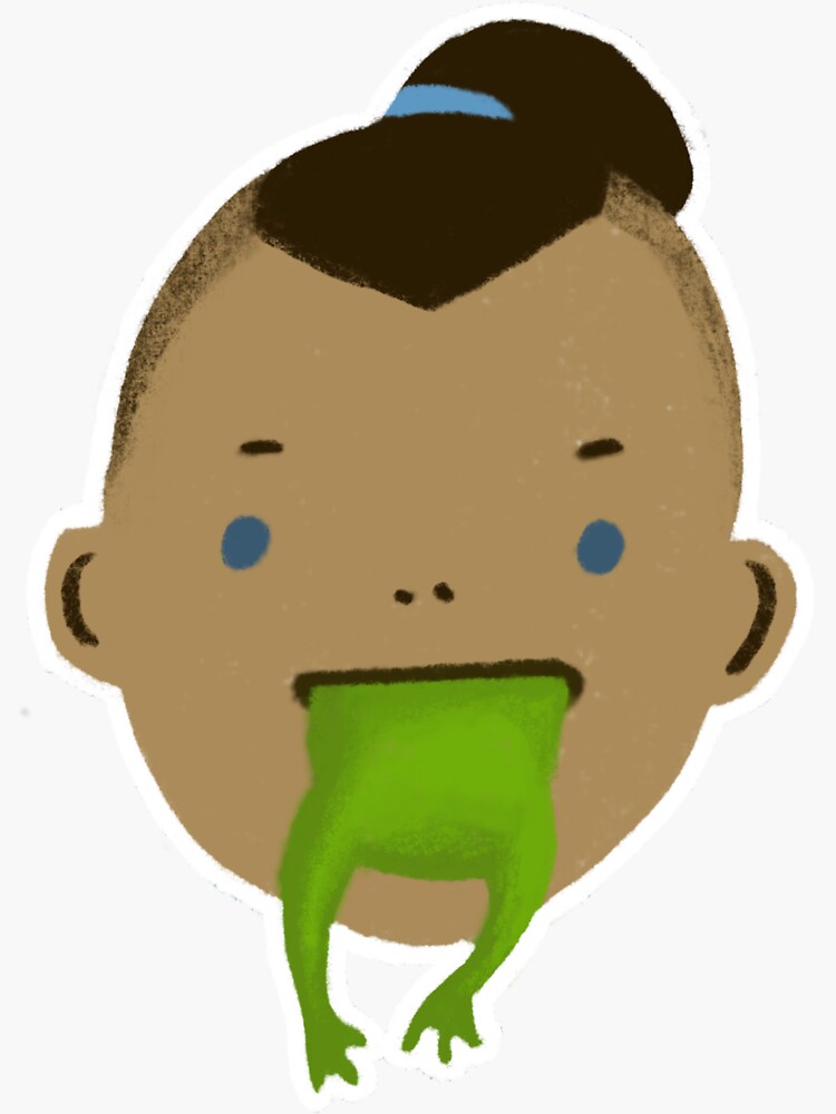 "Sokka with Frog" Sticker for Sale by zhuuweemama | Redbubble