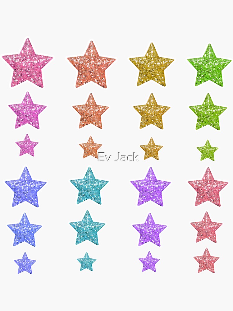 "Rainbow Glitter Star Pack" Sticker for Sale by Evelyngjackson | Redbubble