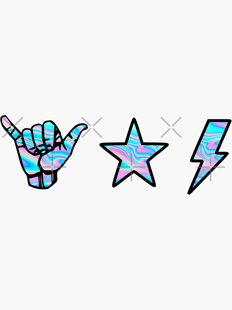 "holographic shaka, star and lightning sticker pack" Sticker for Sale ...