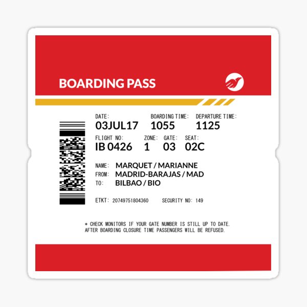 "Boarding Pass Red (MMC)" Sticker for Sale by twgcrazy | Redbubble
