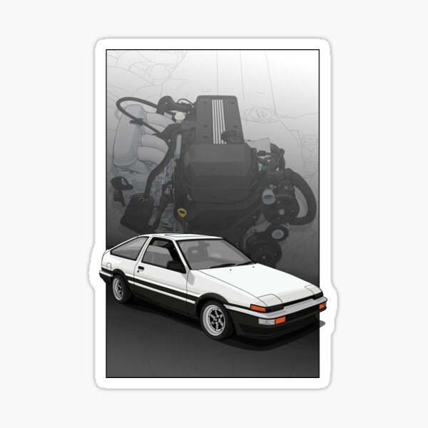 "AE86 x Beams engine (engine swap)" Sticker by ArtyMotive | Redbubble