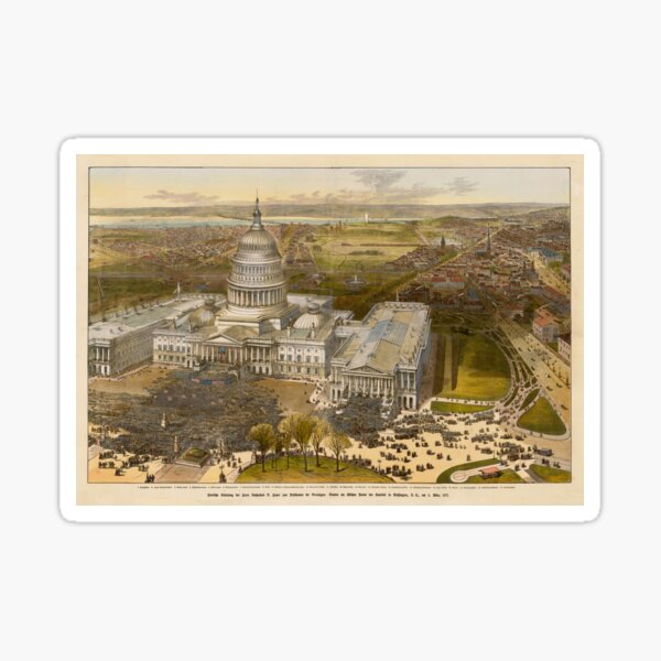 "Vintage Presidential Inauguration & Washington DC Map" Sticker by ...