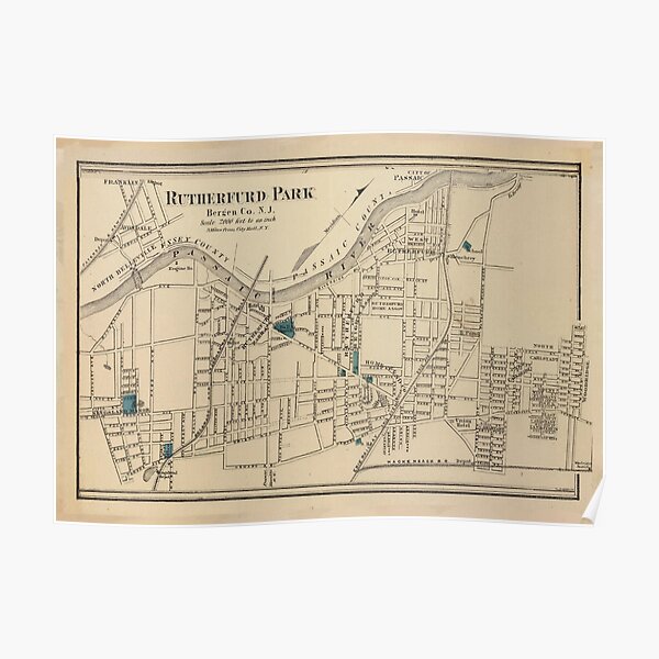 "Vintage Map of Rutherford NJ (1872)" Poster for Sale by BravuraMedia ...