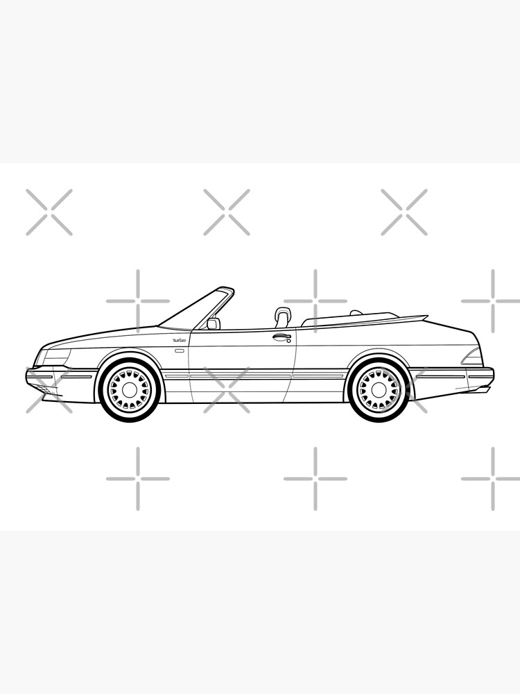 "Saab 900 convertible outline drawing" Poster by RJWautographics ...