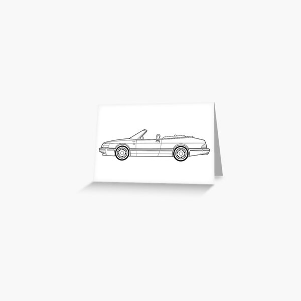 "Saab 900 convertible outline drawing" Greeting Card by RJWautographics ...
