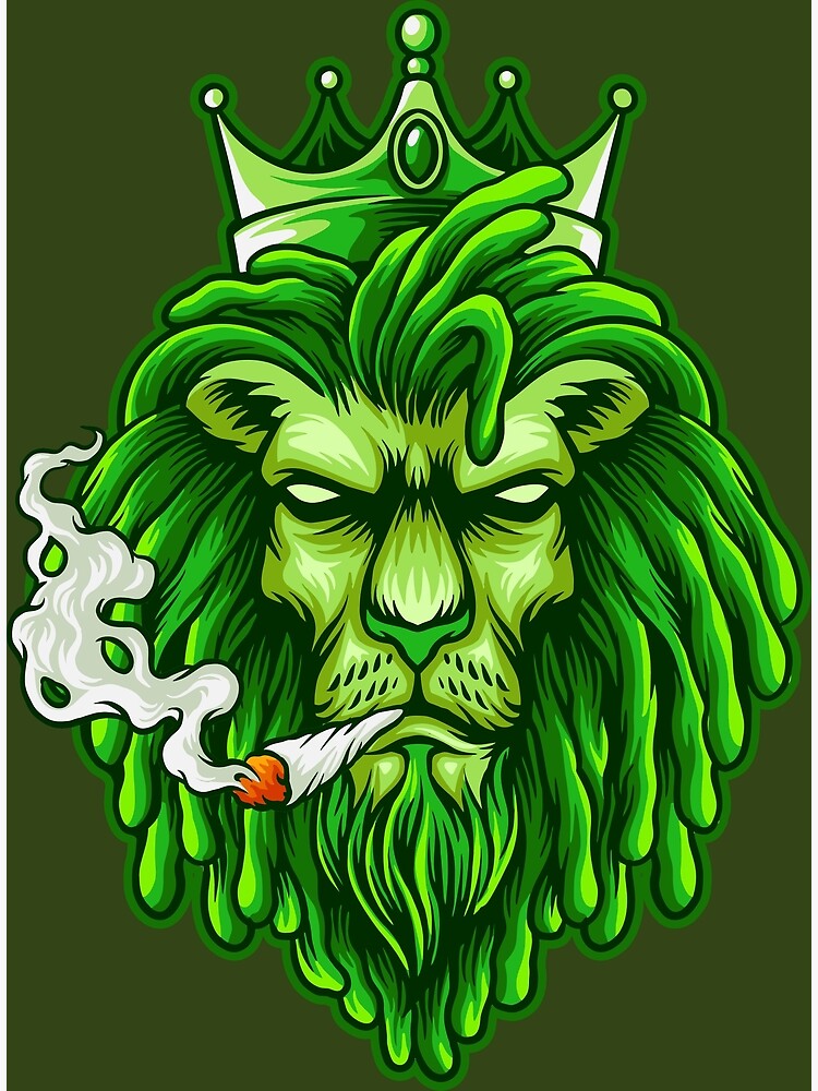 "Green lion king smoking weed with crown" Canvas Print for Sale by ...