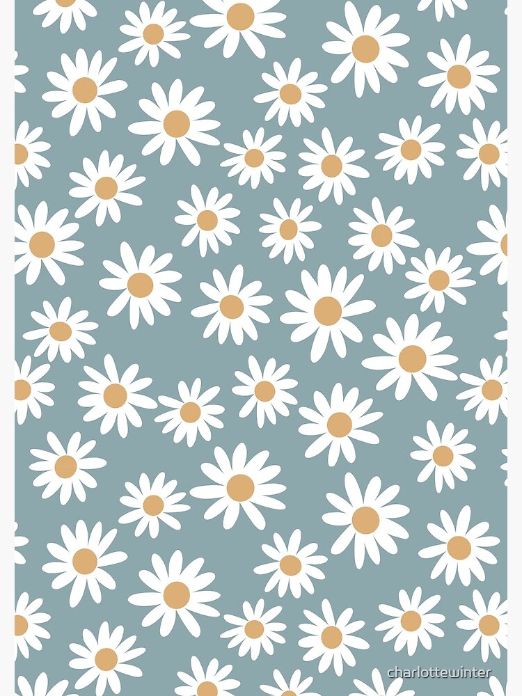"Blue Daisies - daisy pattern, floral, florals, flower, retro, vintage ...