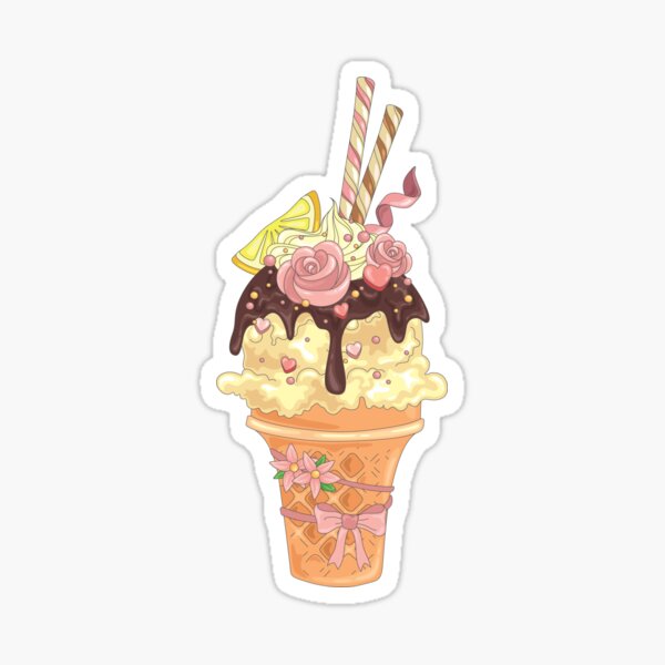 "Ice cream Sundae" Sticker for Sale by Delicarte | Redbubble