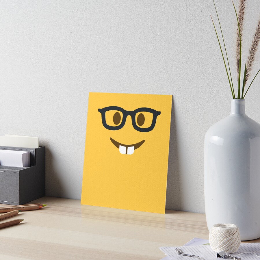 "Nerd Emoji Buck Teeth Nerdy face Glasses Emoji Face Costume Gift" Art ...