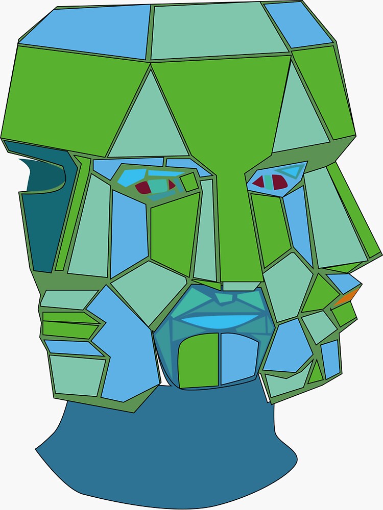 "Low Poly Tri-Face" Sticker by stereohotline | Redbubble