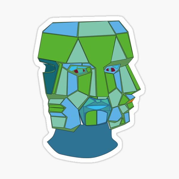 "Low Poly Tri-Face" Sticker by stereohotline | Redbubble