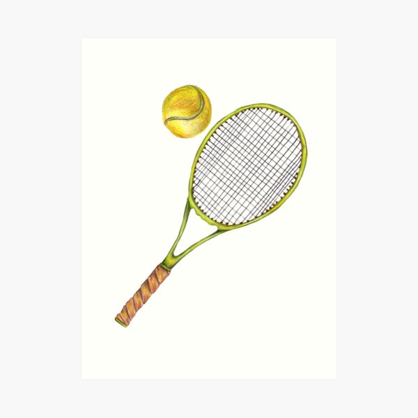 "Tennis racket with tennis ball. color pencil" Art Print for Sale by ...
