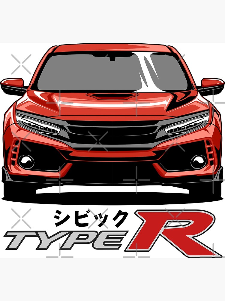 "Cartoon Car Red Civic FK8R TYPE R" Canvas Print by idrdesign | Redbubble