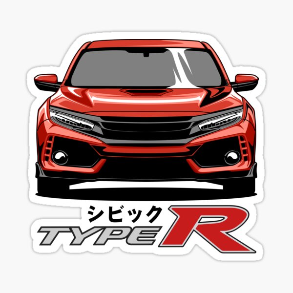 Sticker « Voiture de dessin animé rouge Civic FK8R TYPE R », par ...