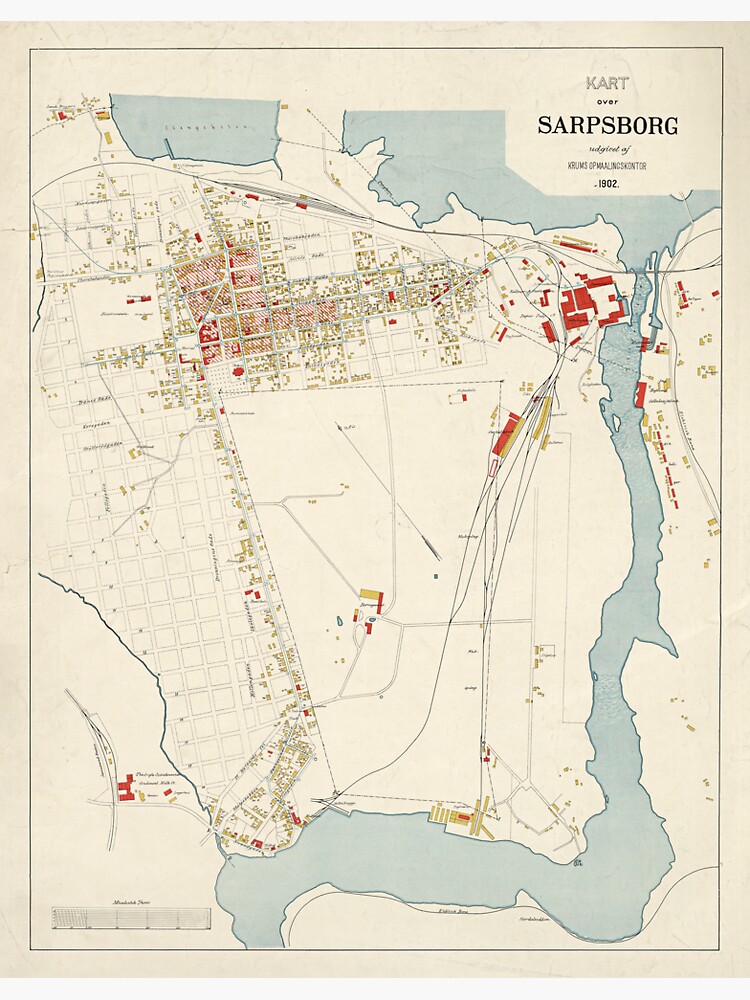 "Vintage Map of Sarpsborg Norway (1902)" Sticker for Sale by ...