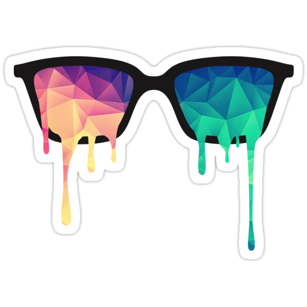 Psychedelic Nerd Glasses With Melting Lsdtrippy Color Triangles Stickers By Badbugs Redbubble
