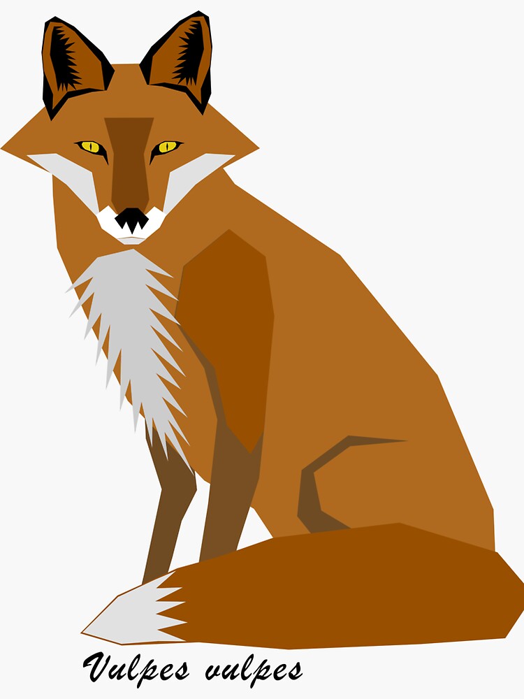"Red Fox Geometric Art with Scientific Name and Alternate Chest Fur ...