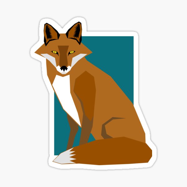 "Red Fox Geometric Art with Teal Background Rectangle" Sticker for Sale ...