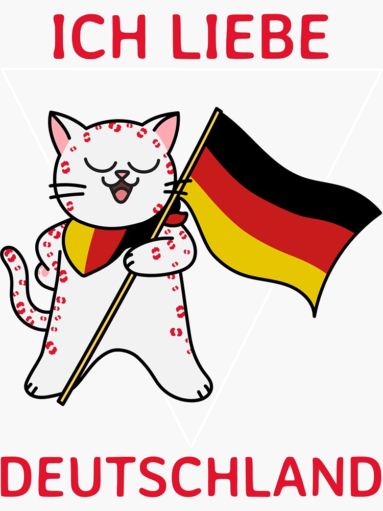 "German Travellers Funny Cat Face with German Flag " Sticker by Sassy ...