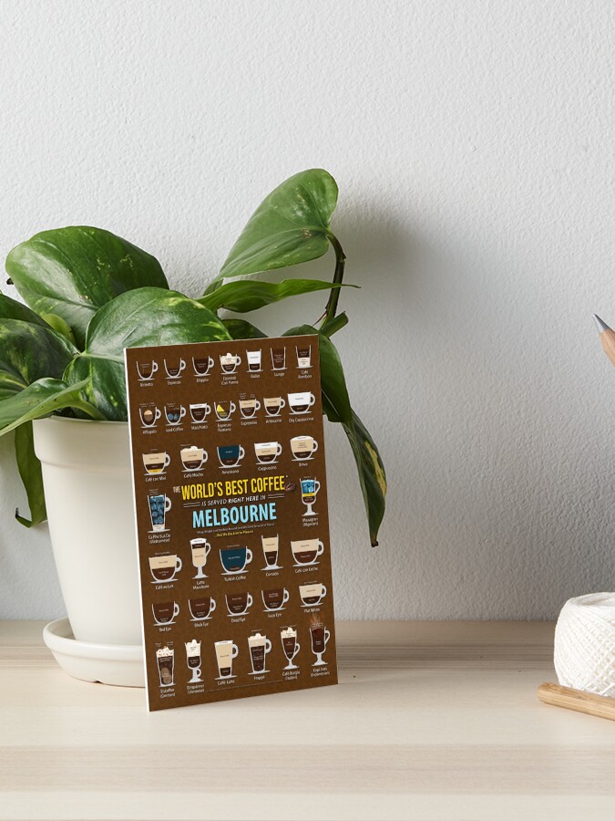 "Melbourne, Victoria, Australia Coffee Types Chart" Art Board Print for ...