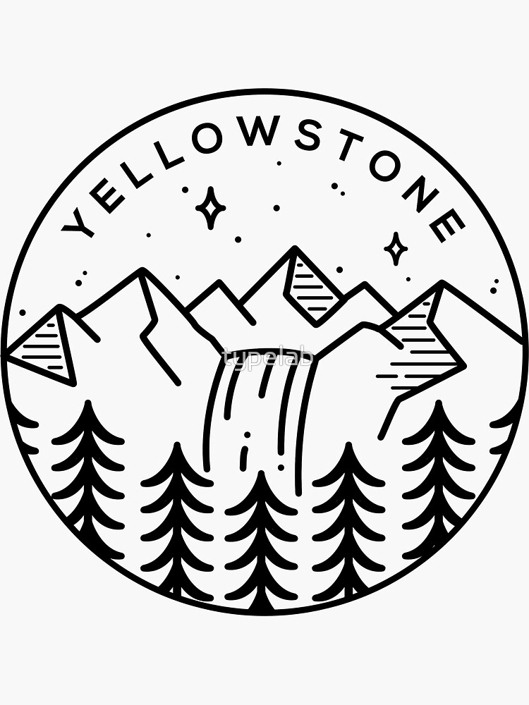 "Yellowstone National Park, US Emblem - White" Sticker by typelab ...