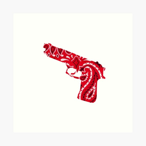 "Pistol with a red bandana pattern (blood gang) " Art Print for Sale by ...