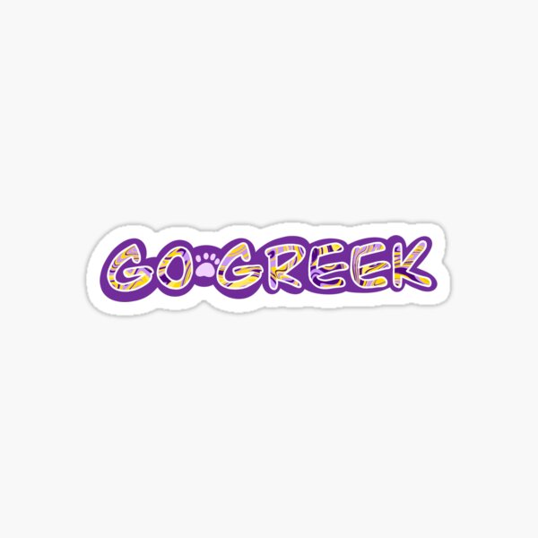 "Purple and Yellow Go Greek" Sticker by Kayleighdesign | Redbubble