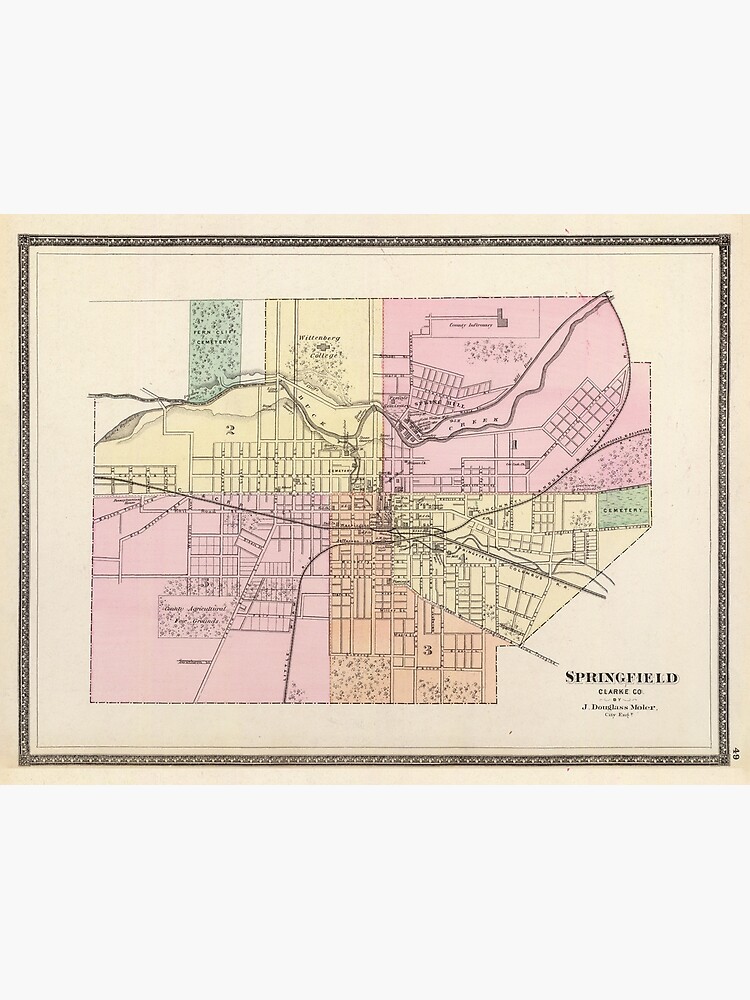 "Vintage Map of Springfield OH (1892)" Poster for Sale by BravuraMedia ...