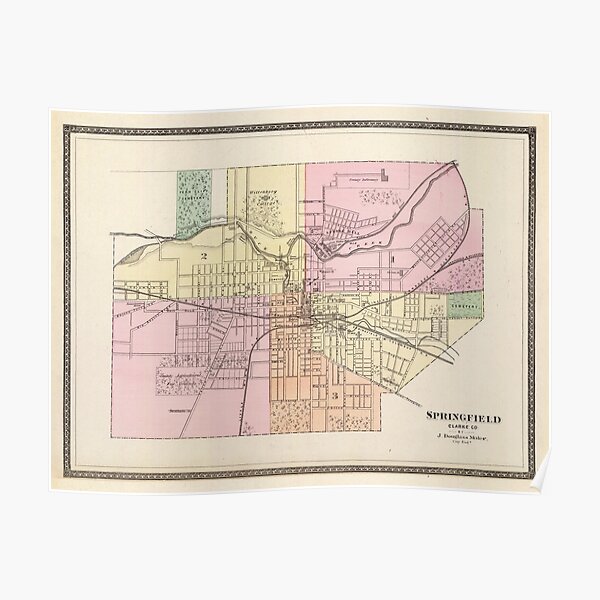 "Vintage Map of Springfield OH (1892)" Poster for Sale by BravuraMedia ...