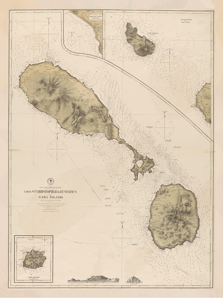 "Vintage Map of St Kitts & Nevis (1872)" Poster for Sale by ...