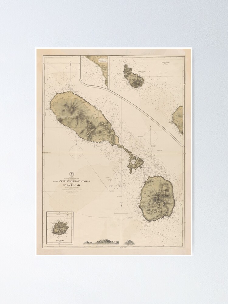"Vintage Map of St Kitts & Nevis (1872)" Poster for Sale by ...