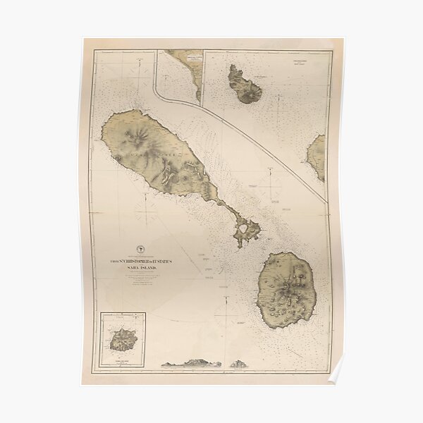 "Vintage Map of St Kitts & Nevis (1872)" Poster for Sale by ...