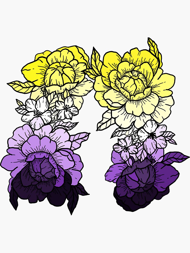 "nonbinary flowers" Sticker for Sale by MashaDraws | Redbubble