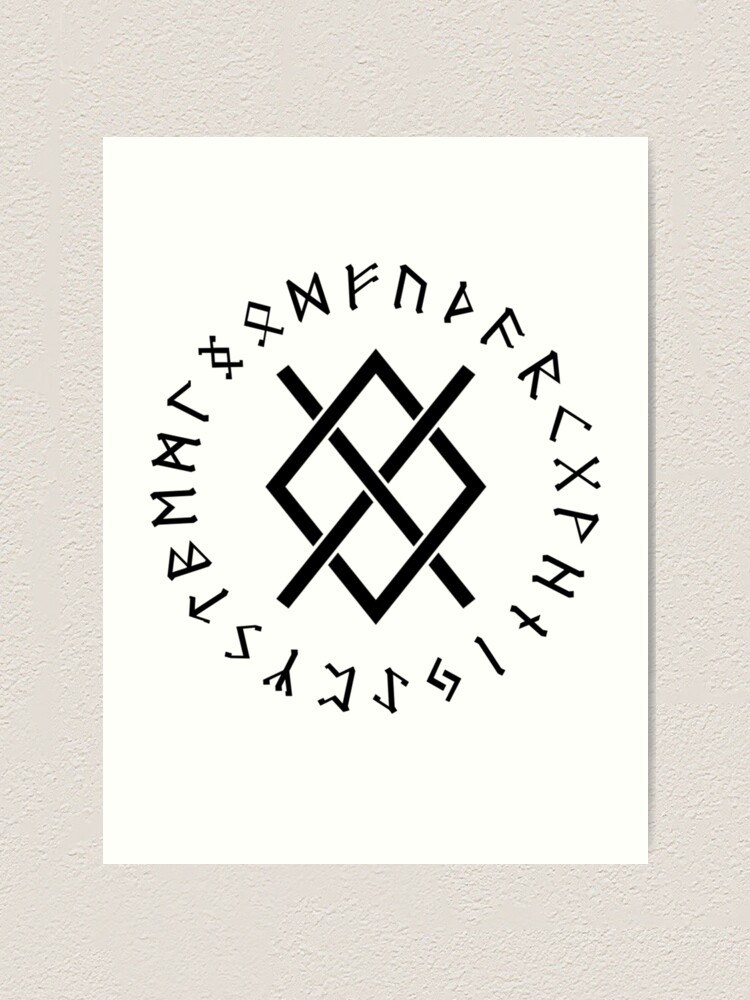 "Black Gungnir Norse Odin Viking Elder Futhark Runes " Art Print by ...