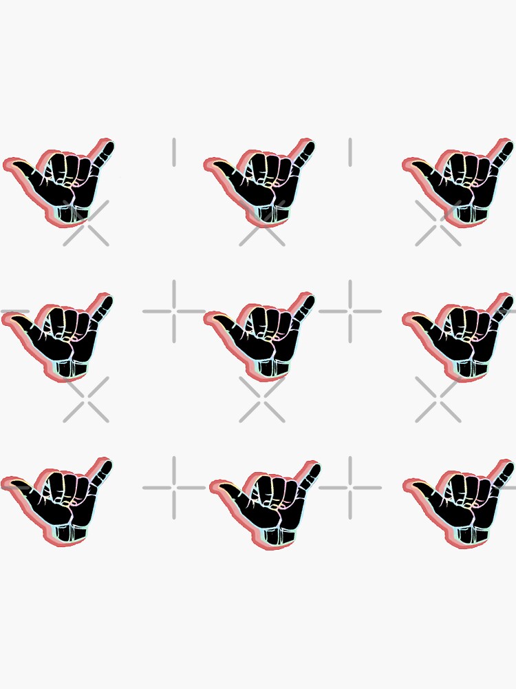 "red shaka hand pack" Sticker by kstickerzz | Redbubble