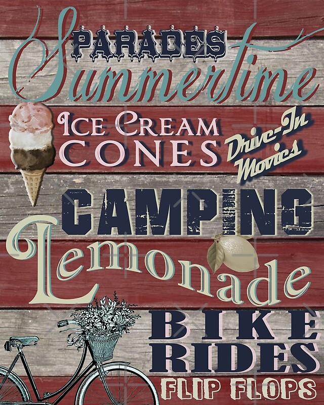 "Vintage Summertime Word Art" by Spudbytes | Redbubble