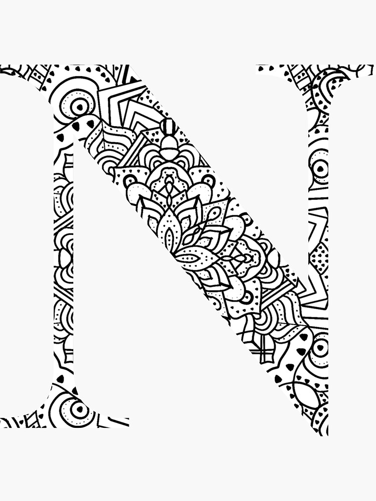 ""N" Letter Mandala Design" Sticker for Sale by briannamcgill | Redbubble