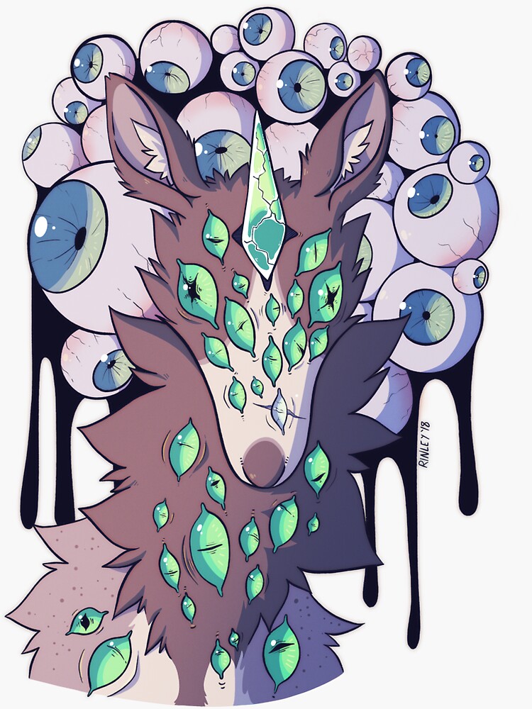 "Einhorn Unicorn Eyeballs Eyes Alien Horror Furry Fursona" Sticker by ...