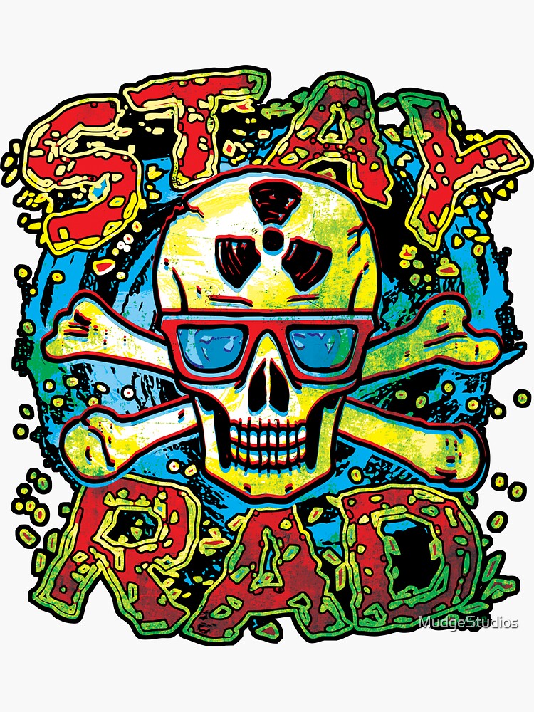"Stay Rad Bad to the Bone Skull" Sticker for Sale by MudgeStudios ...