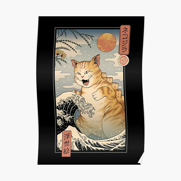 "Catzilla Ukiyo-e" Poster for Sale by vincenttrinidad | Redbubble