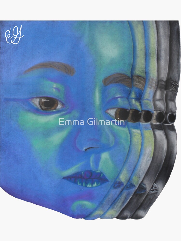 "Floating Head Sticker, Blue Phase Portrait " Sticker by MizzG | Redbubble